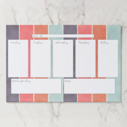 Rainbow Stripes Weekly Calendar Large Tearaway Pad | Zazzle