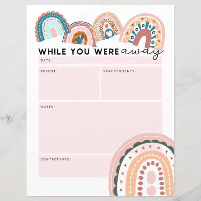 Rainbow Substitute Teacher While You Were Away | Zazzle