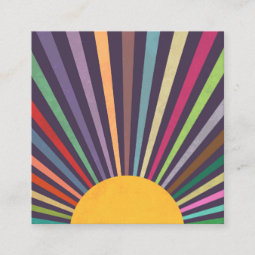 Rainbow Summer Sun Rays Professional Template Square Business Card | Zazzle
