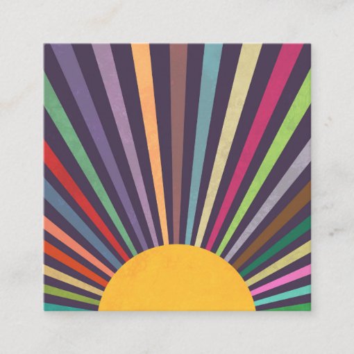 Rainbow Summer Sun Rays Professional Template Square Business Card | Zazzle