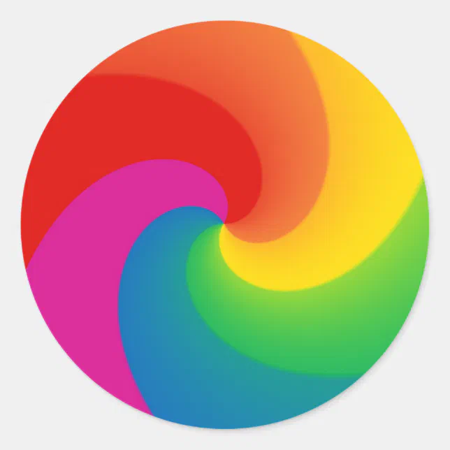 Rainbow Swirl Classic Round Sticker | Zazzle