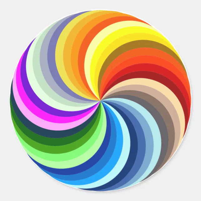 Rainbow Swirls Classic Round Sticker | Zazzle