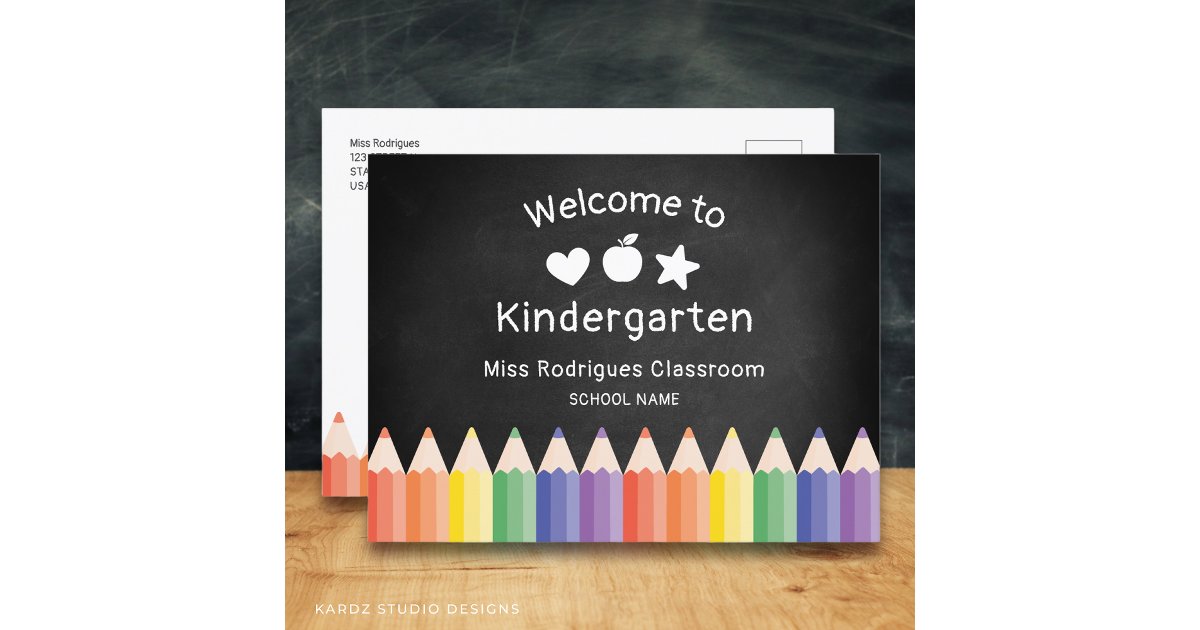 Rainbow Teacher Welcome Kindergarten Template Postcard | Zazzle