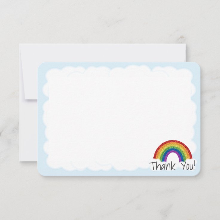 Rainbow Thank You Notes Rainbow Glitter | Zazzle