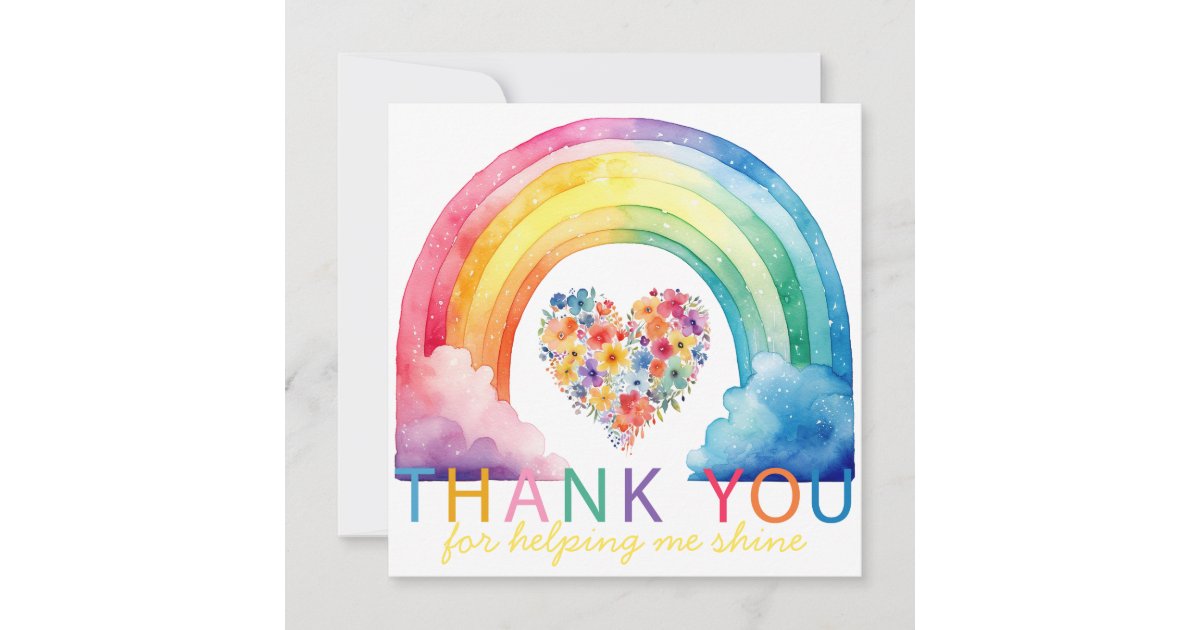 Rainbow Thank You Teacher Appreciation Card | Zazzle