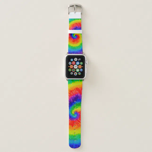 Rainbow Tie-Dye Alcohol Ink Apple Watch Band | Zazzle