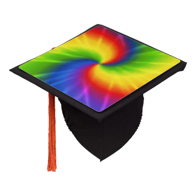 Rainbow Tie-Dye Graduation Cap Topper | Zazzle