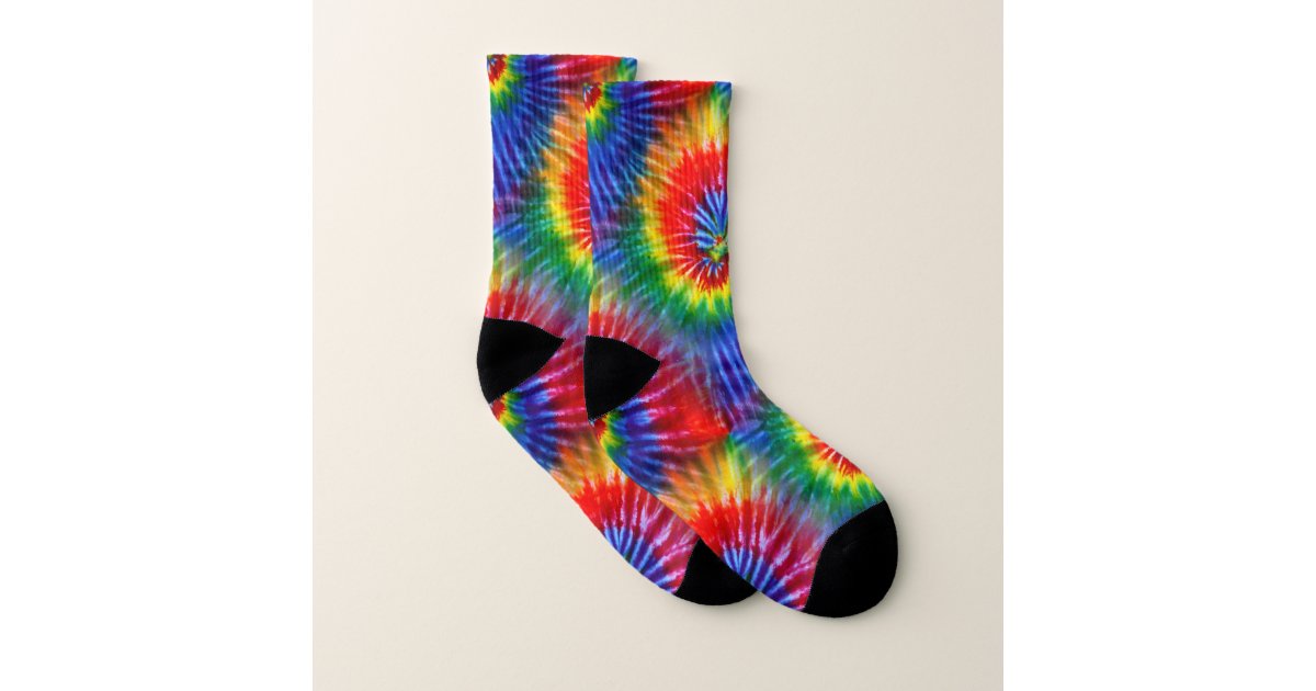 Rainbow Tie Dye Psychedelic Retro Fun Hippie Socks | Zazzle