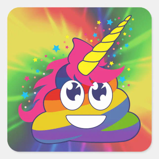 Rainbow Tie Dye Unicorn Poop Emoji Stickers | Zazzle