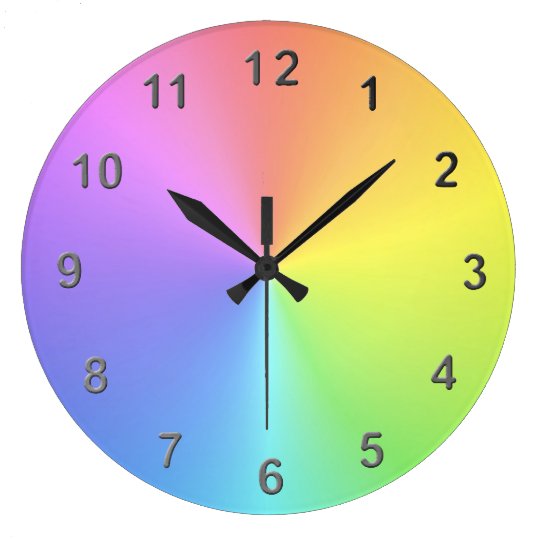 Rainbow Time Large Clock | Zazzle.com