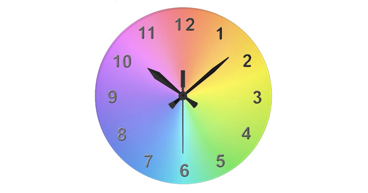 Rainbow Time Large Clock | Zazzle.com