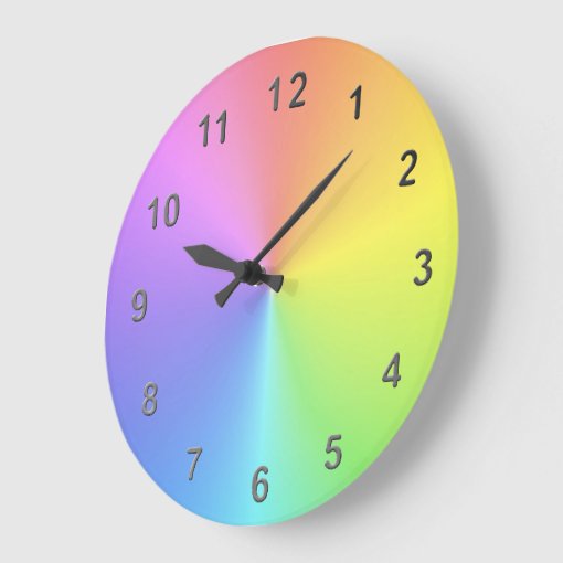 Rainbow Time Large Clock | Zazzle
