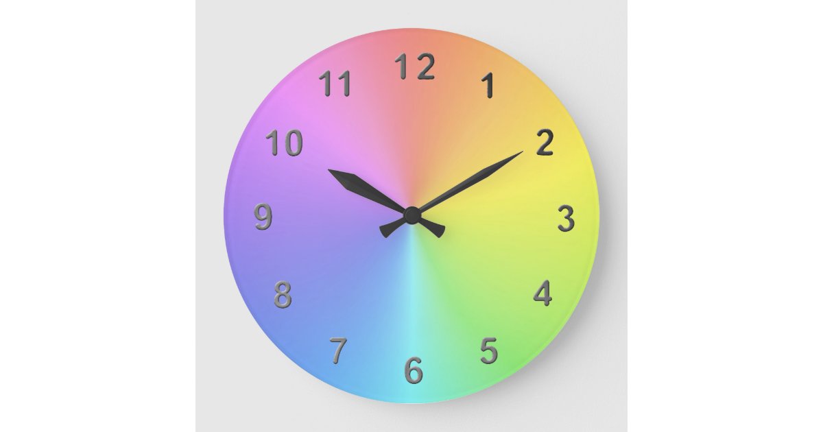 Rainbow Time Large Clock | Zazzle
