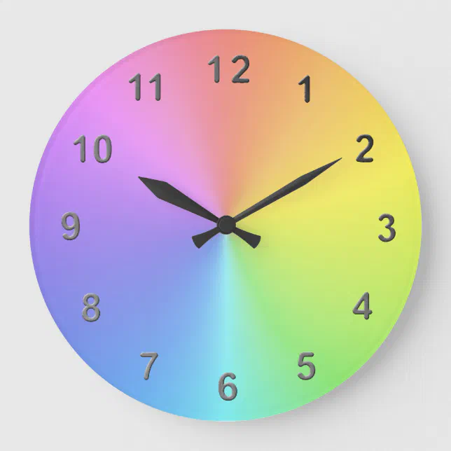 Rainbow Time Large Clock | Zazzle