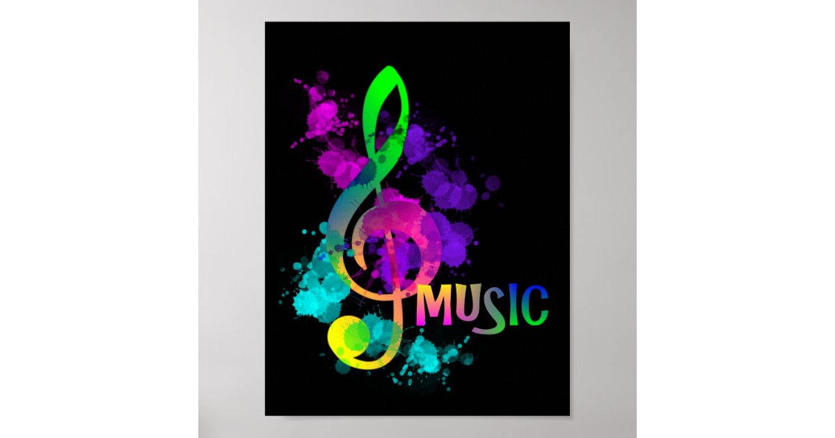 Rainbow Treble Clef Music Themed Poster | Zazzle