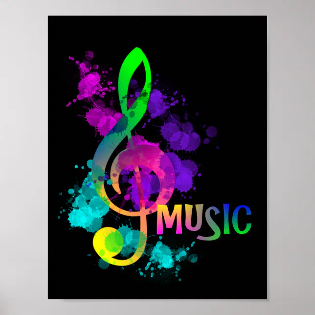Rainbow Treble Clef Music Themed Poster | Zazzle