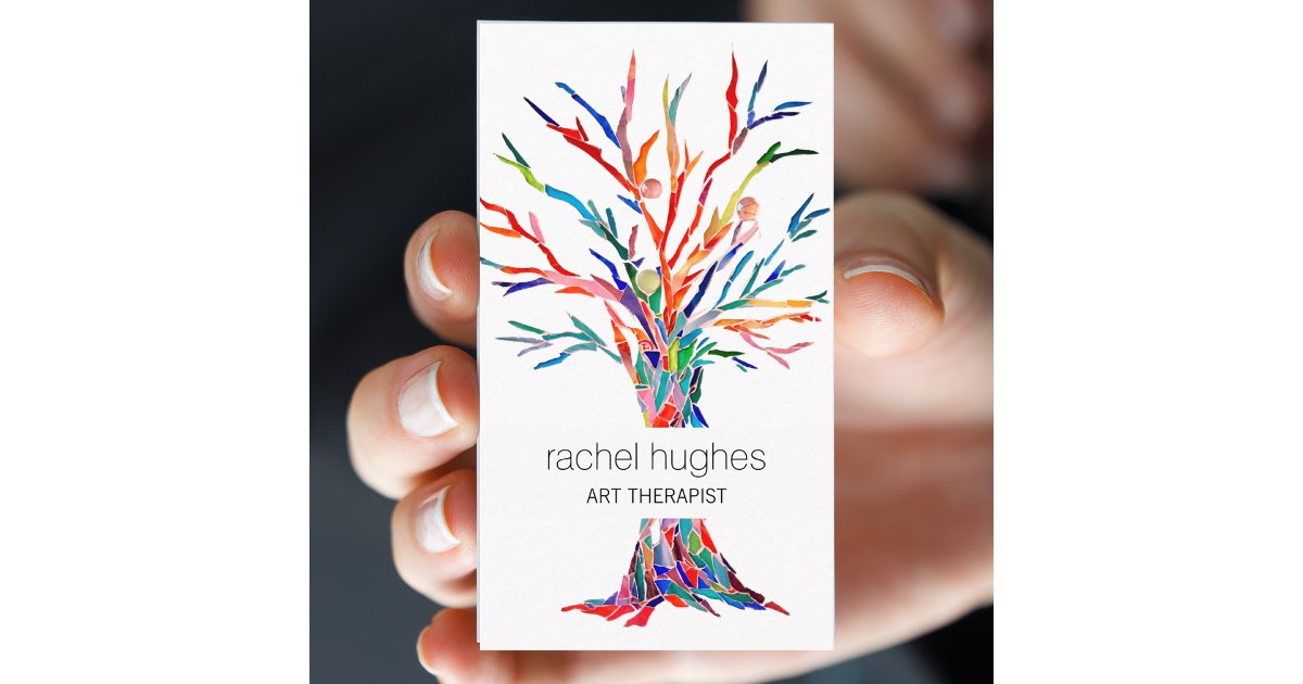 Rainbow Tree Art Therapist Business Card | Zazzle