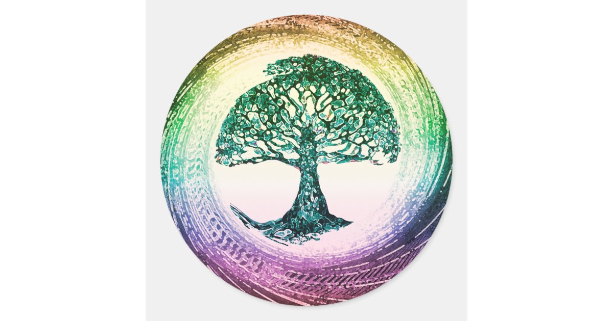 Rainbow Tree of Life by Amelia Carrie Classic Round Sticker | Zazzle