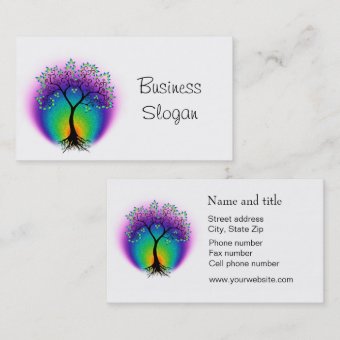 Rainbow Tree of Life Connect with Your Customer Business Card | Zazzle