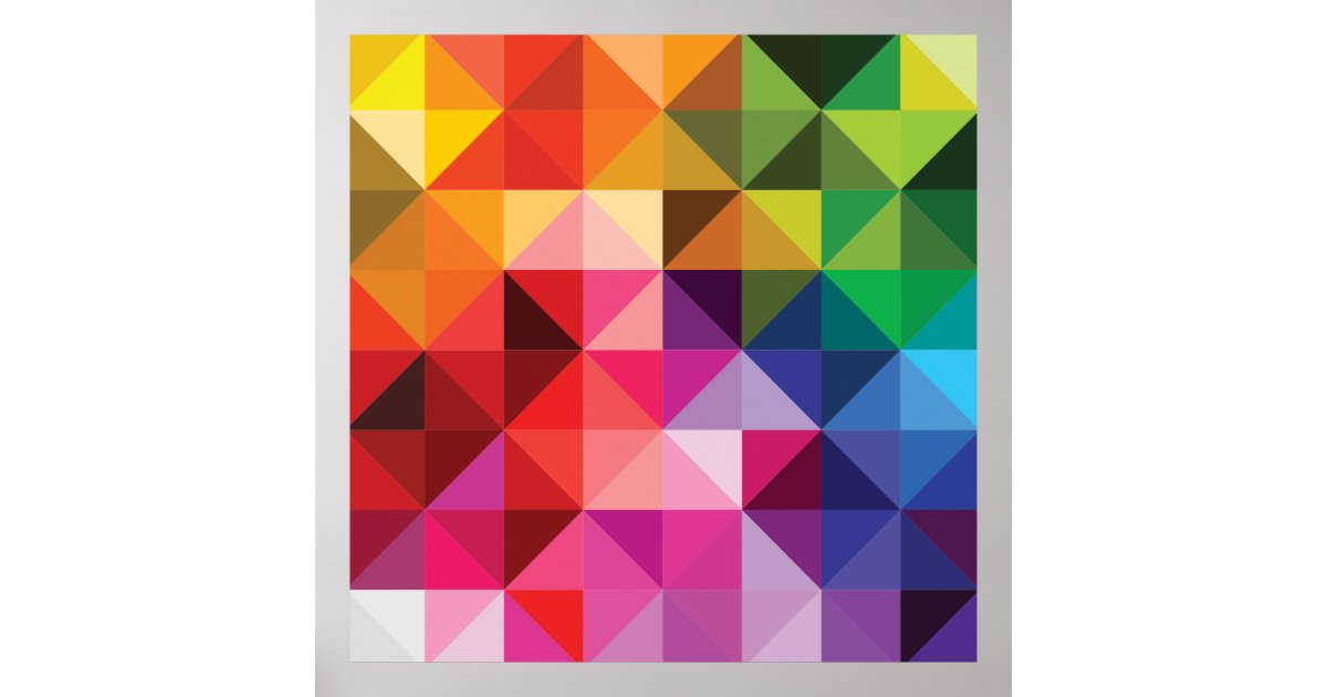 Rainbow Triangles Geometric Modern Poster | Zazzle