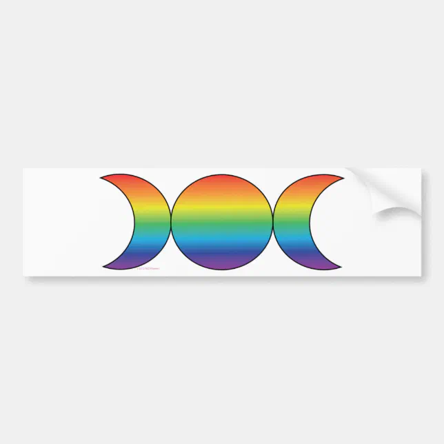 Rainbow Triple Moon Bumper Sticker | Zazzle