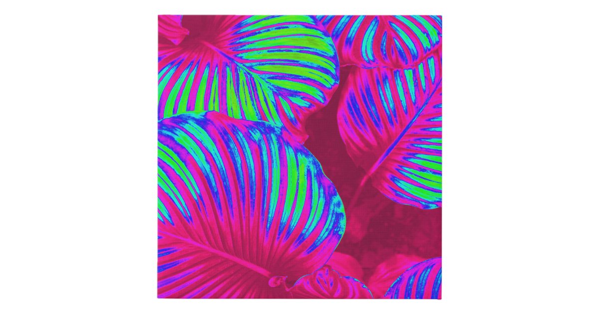 Rainbow Tropical Leaves Canvas Art | Zazzle