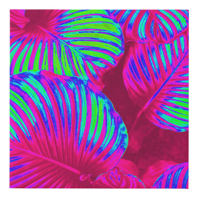 Rainbow Tropical Leaves Canvas Art | Zazzle