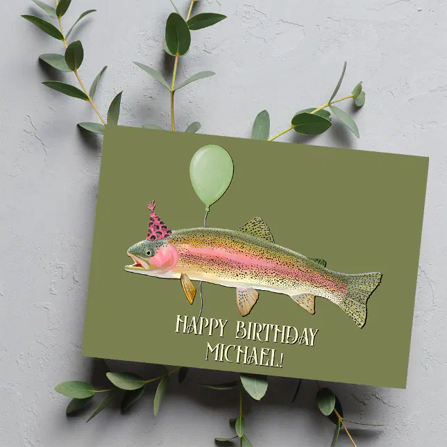 Rainbow Trout Fishing Birthday Card | Zazzle