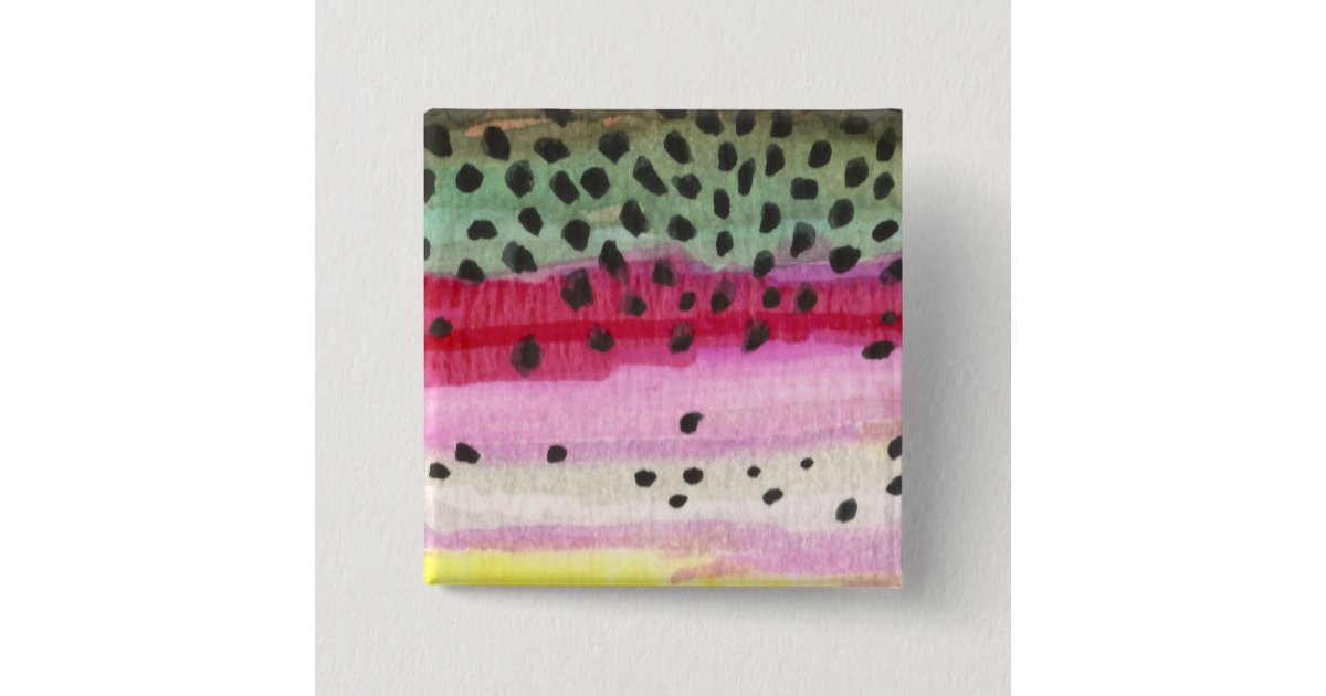 Rainbow Trout Fishing Button | Zazzle