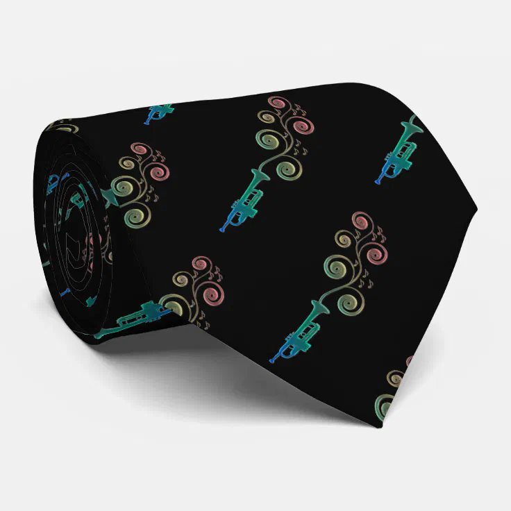 Rainbow Trumpet Pattern Let There Be Jazz Tie | Zazzle