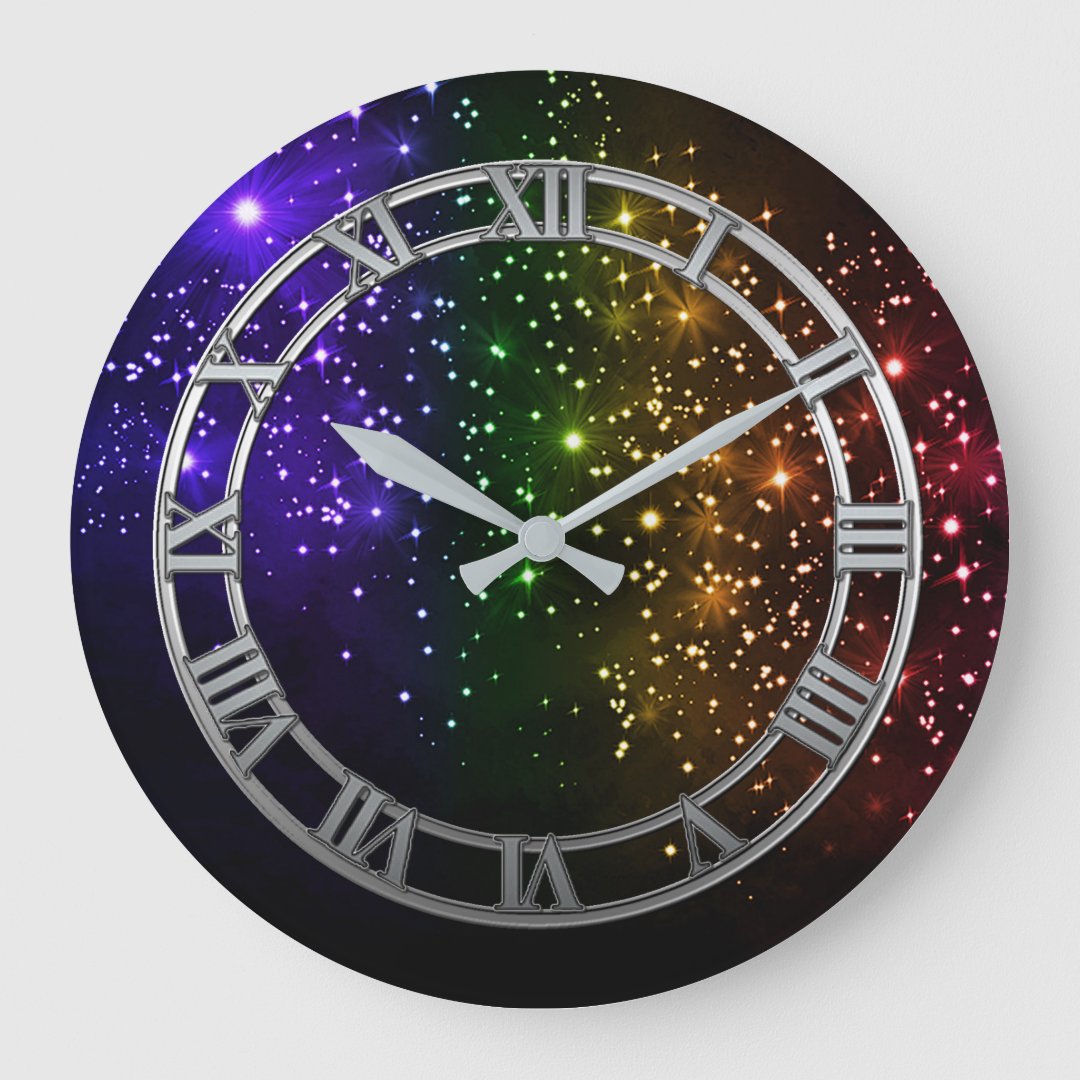 Rainbow Twilight Round Wall Clock | Zazzle