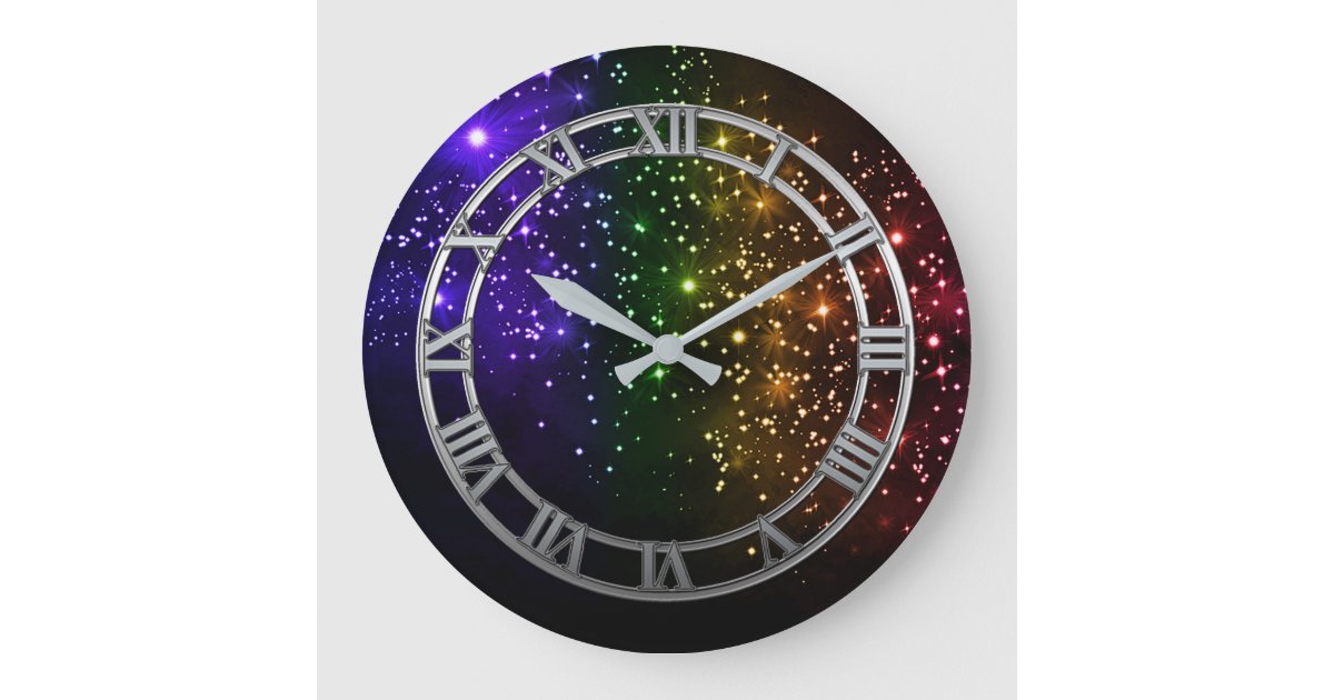 Rainbow Twilight Round Wall Clock | Zazzle