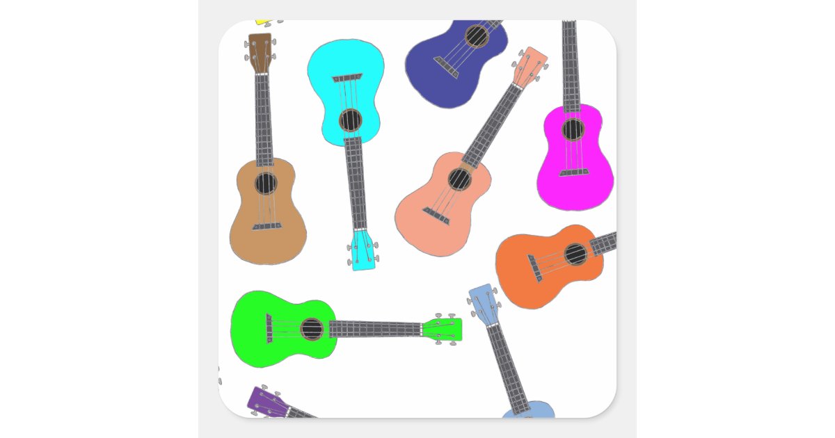 Rainbow Ukulele Square Sticker | Zazzle