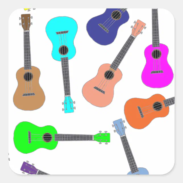 Rainbow Ukulele Square Sticker | Zazzle