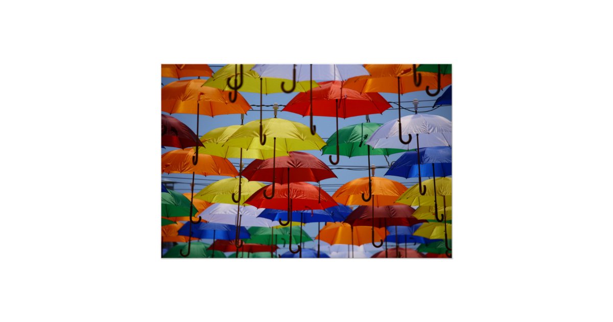 RAINBOW UMBRELLAS POSTER | Zazzle