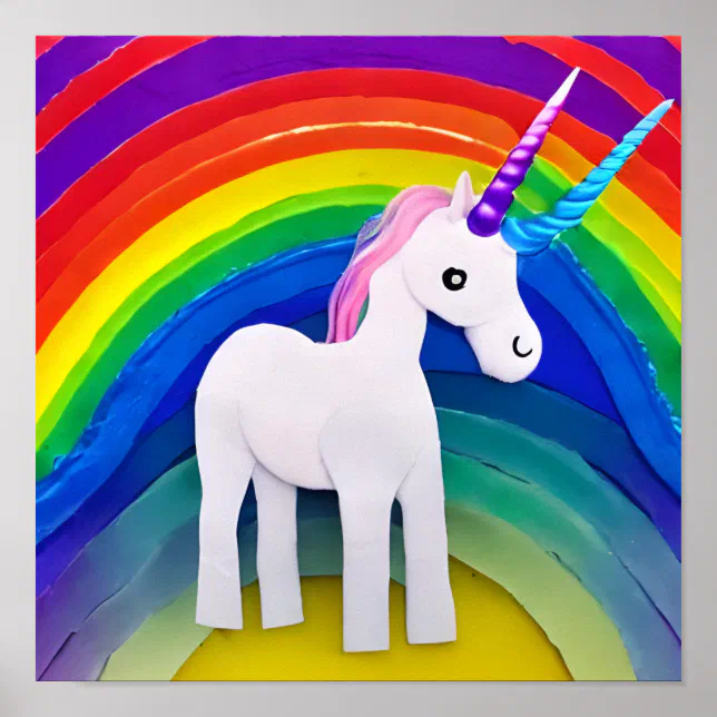 Rainbow Unicorn Art Poster | Zazzle