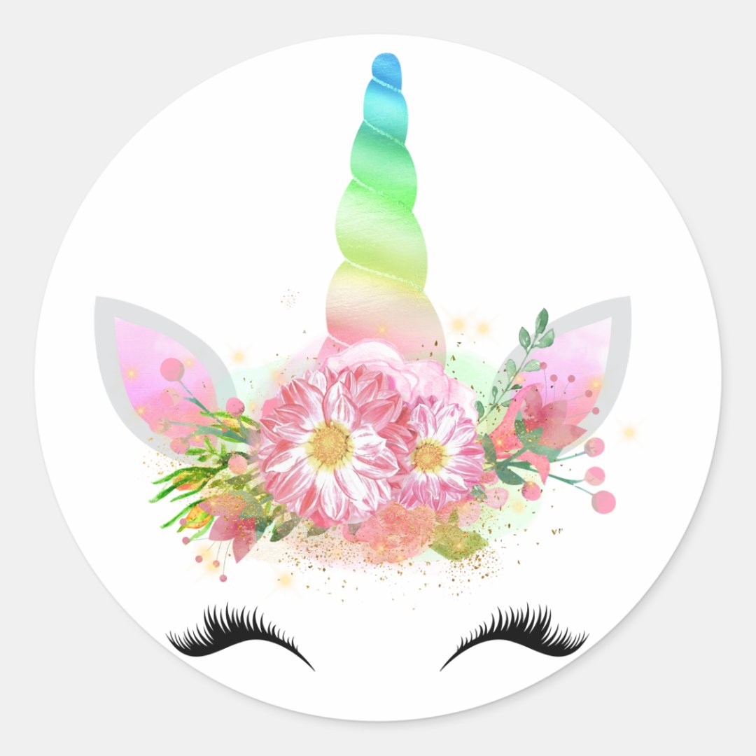 Rainbow Unicorn Face Stickers | Zazzle