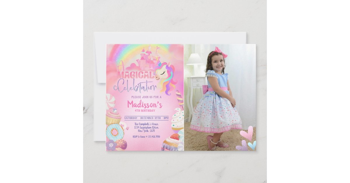 Rainbow Unicorn Invitation | Zazzle