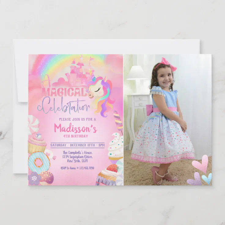 Rainbow Unicorn Invitation | Zazzle
