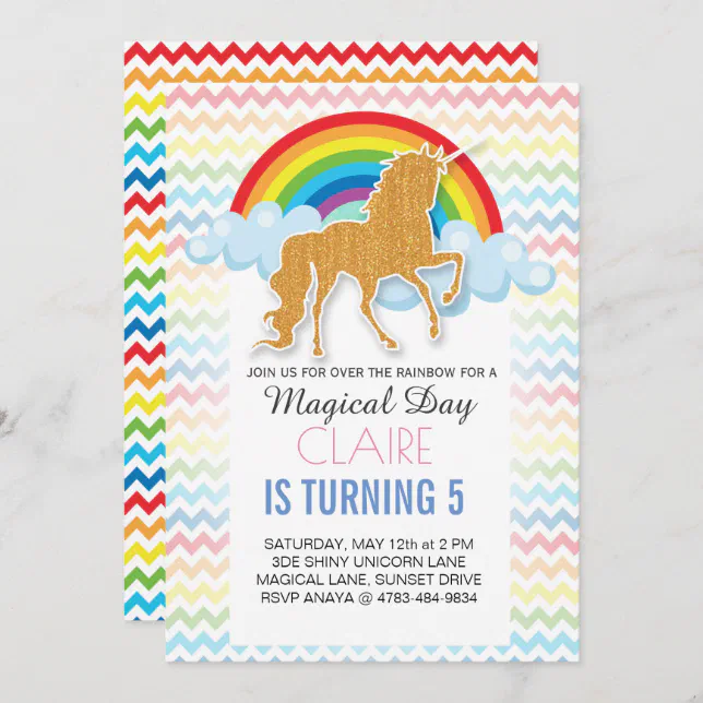 Rainbow Unicorn Invitations for birthday party | Zazzle