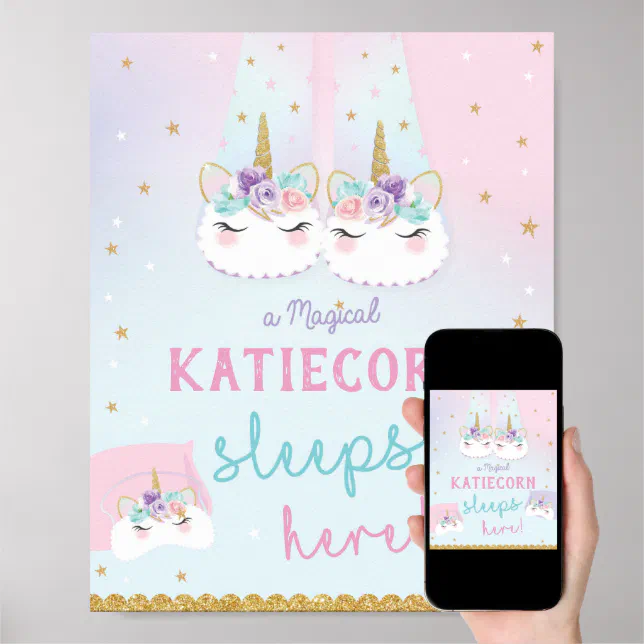 Rainbow Unicorn Kids Bedroom Decor Wall Art Poster | Zazzle