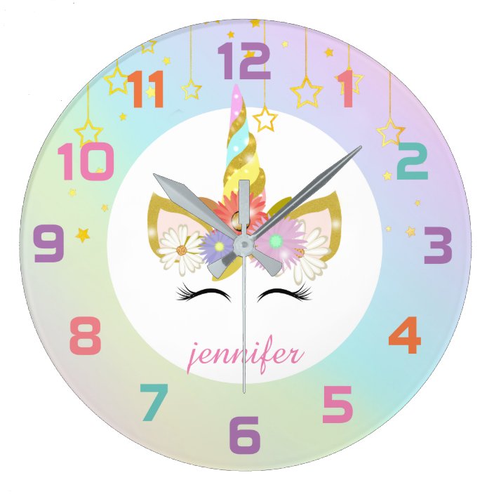 Rainbow Unicorn Nursery Decor Wall Clock | Zazzle.com