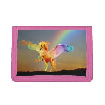 Rainbow unicorn pegasus trifold wallet | Zazzle