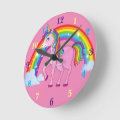 Rainbow Unicorn Pink Nursery Wall Clock | Zazzle