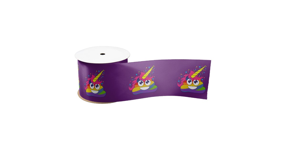 Rainbow Unicorn Poo Emoji (purple) Ribbon | Zazzle