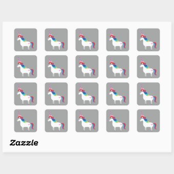Rainbow Unicorn Square Sticker | Zazzle