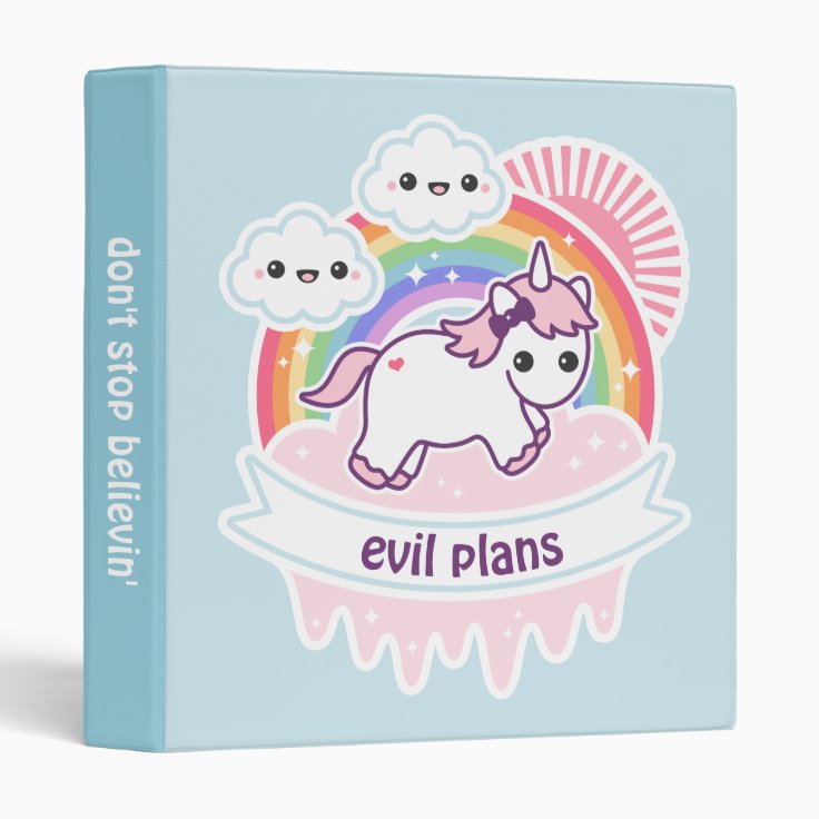 Rainbow Unicorn with Clouds Binder | Zazzle