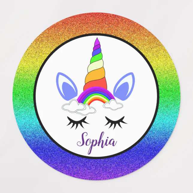 Rainbow Unicorns Kids' Labels | Zazzle