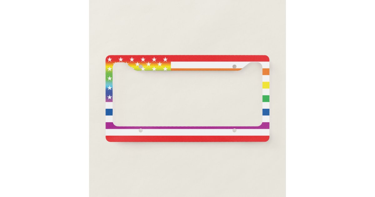 Rainbow US Flag LGBT Pride License Plate Frame | Zazzle