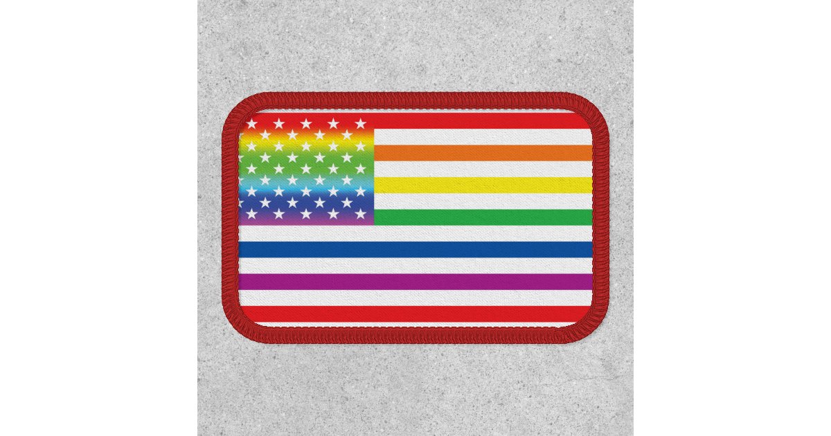 Rainbow US Flag LGBT Pride Patch | Zazzle